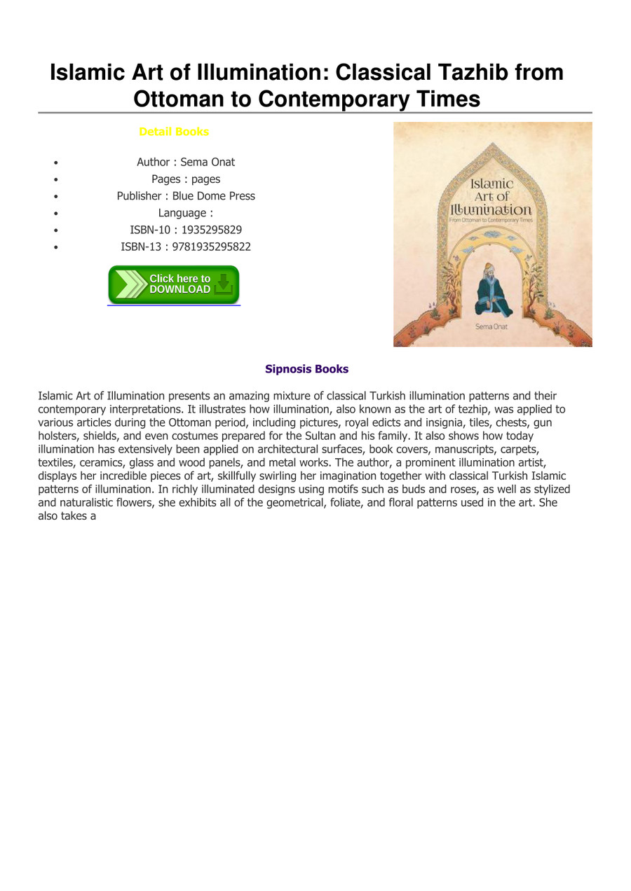 Read PDF Islamic Art of Illumination: Classical Tazhib from Otto by ...