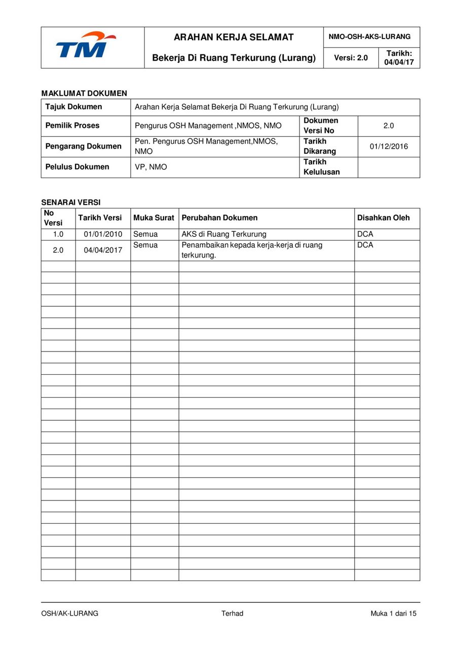 Arahan Kerja Selamat TM by akstmkel - Flipsnack
