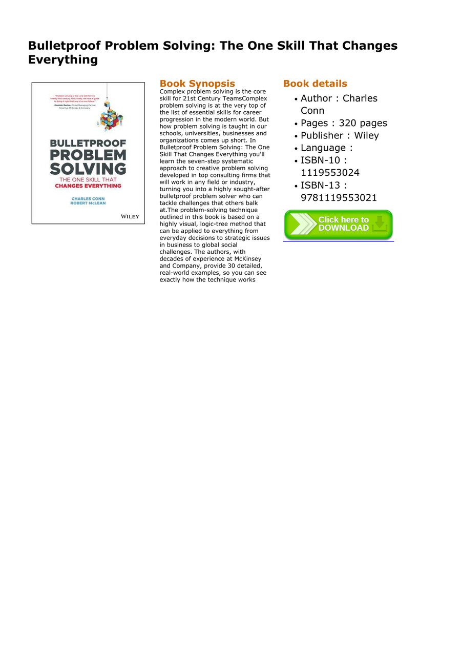 *Get_eBook* Bulletproof Problem Solving: The One Skill That Chan by ...