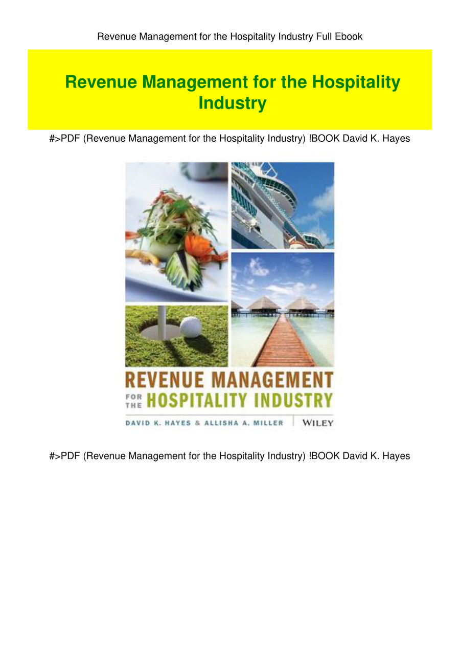Revenue Management for the Hospitality Industry Full Ebook by krusa3281 ...