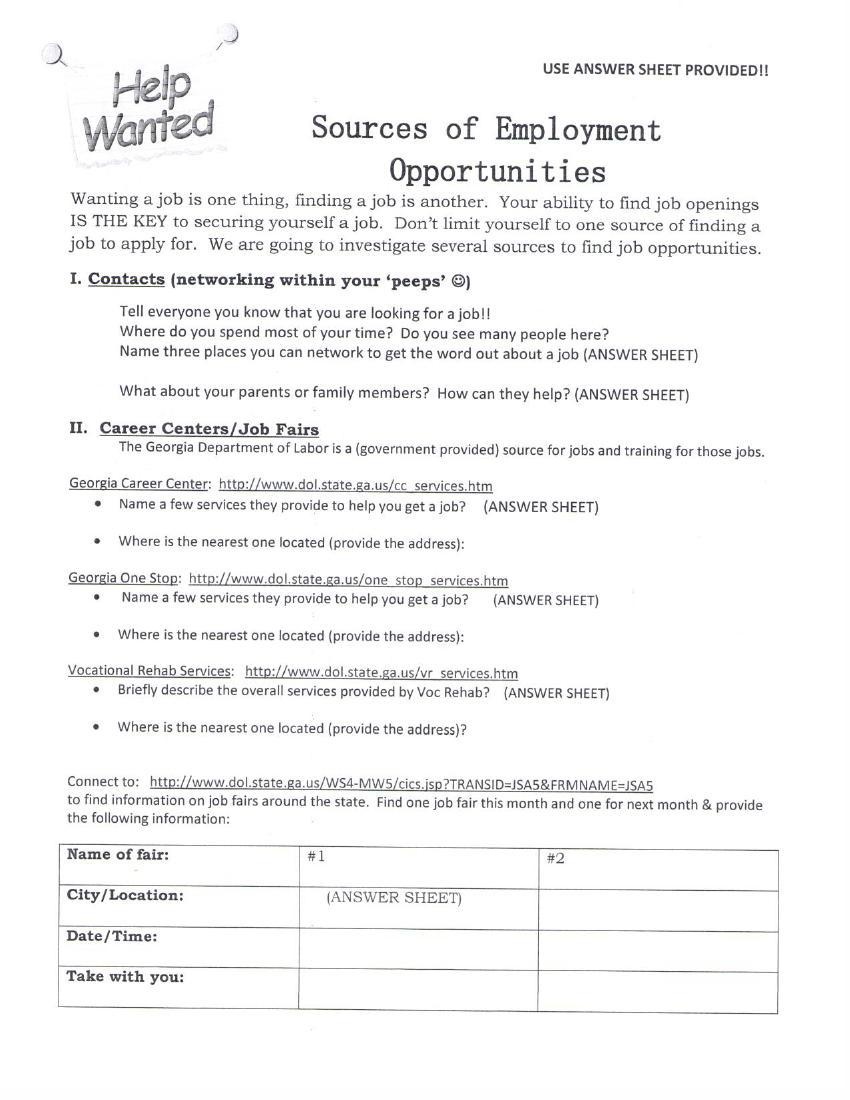 Employability Skill Sources of Employment Minnifield by Marcus T ...