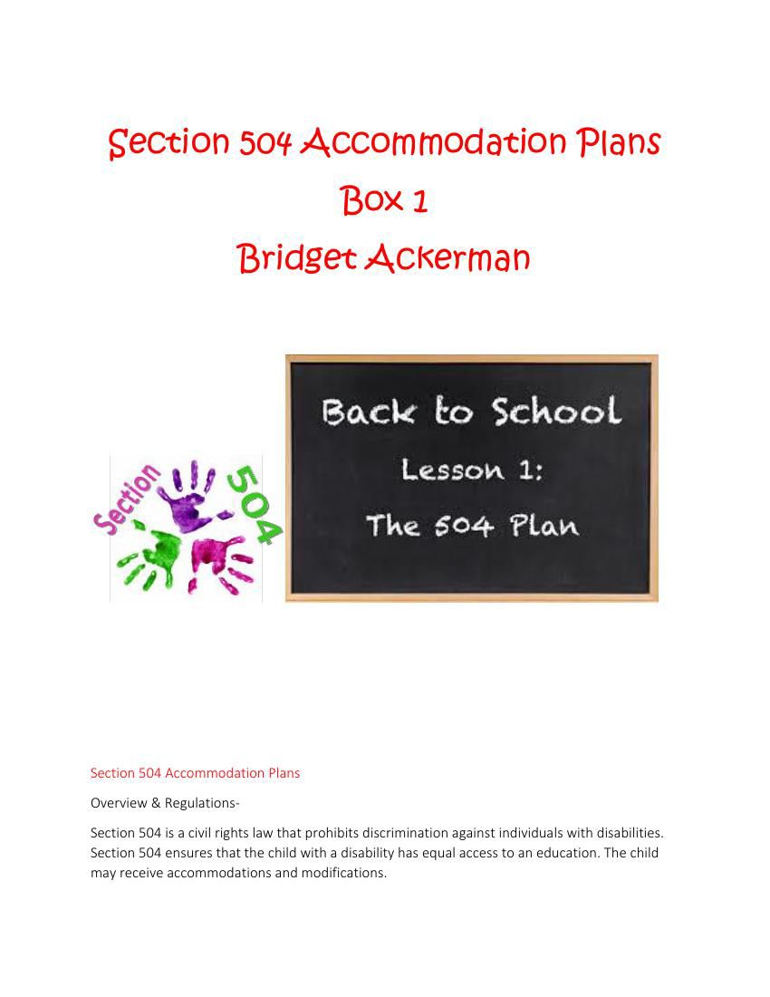 Section 504 Accommodation Plans by bridgetackerman - Flipsnack