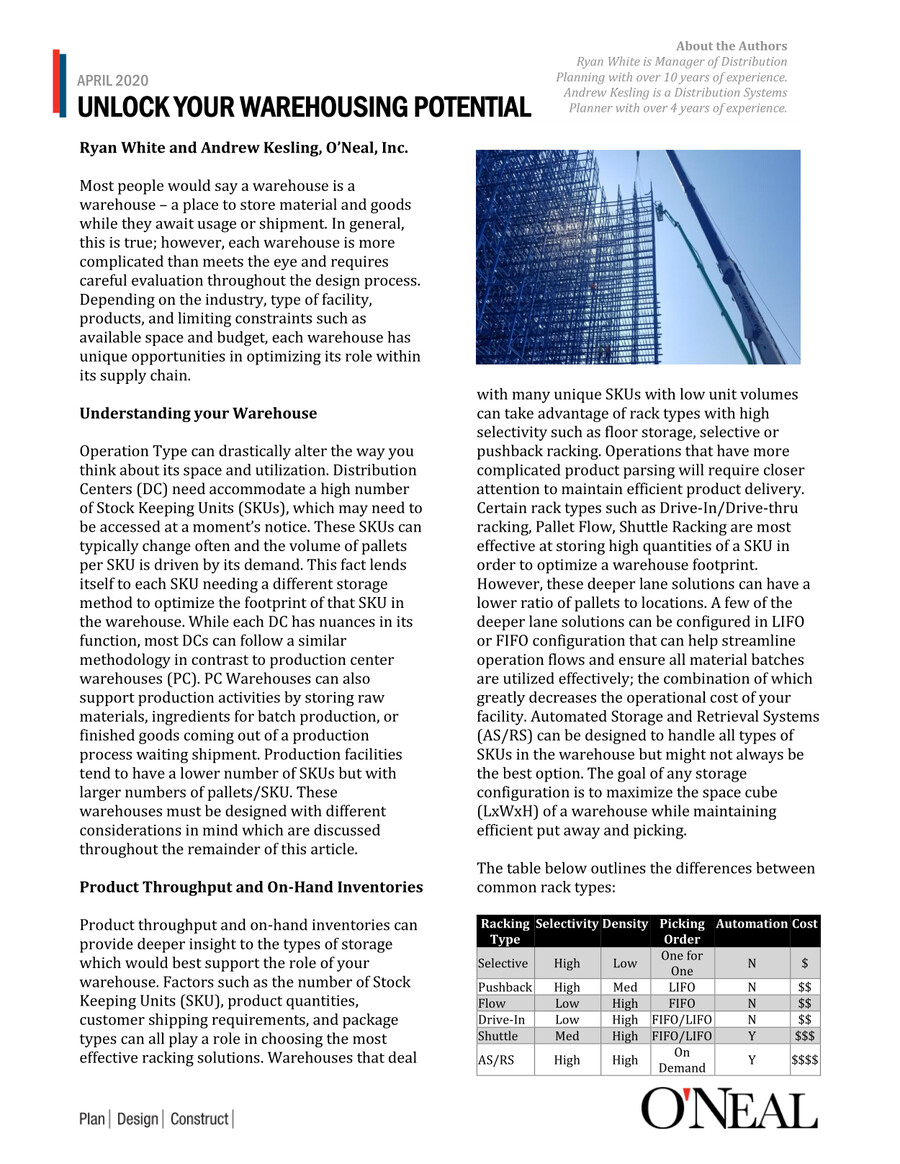 Warehouse Potential_April 2020 by O'Neal Inc - Flipsnack