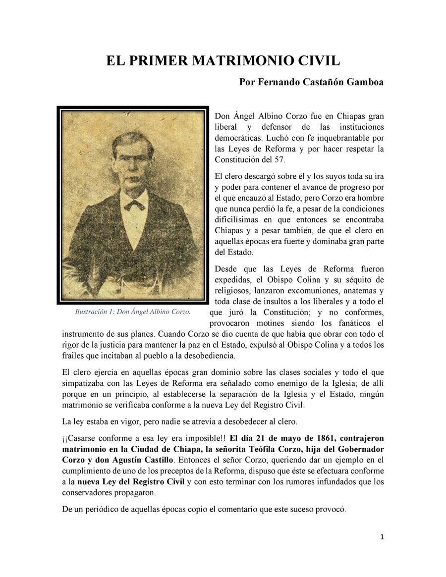 EL PRIMER MATRIMONIO CIVIL... Fernando Castañón Gamboa by Archivo - Flipsnack
