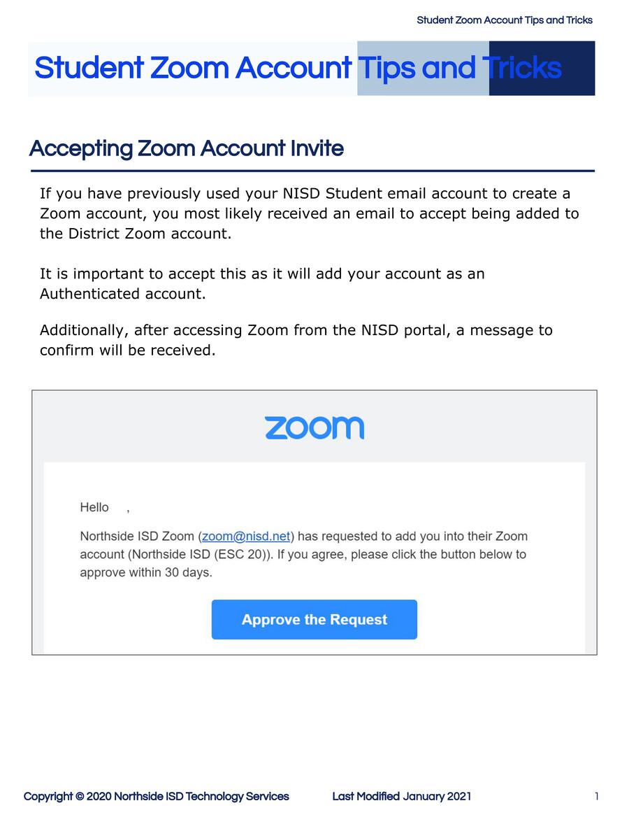 Student Zoom Account Tips and Tricks by Northside ISD - Flipsnack