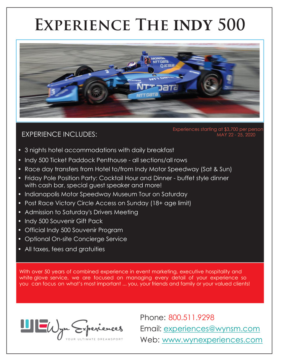 2020 INDY 500 by Wyn Experiences - Flipsnack