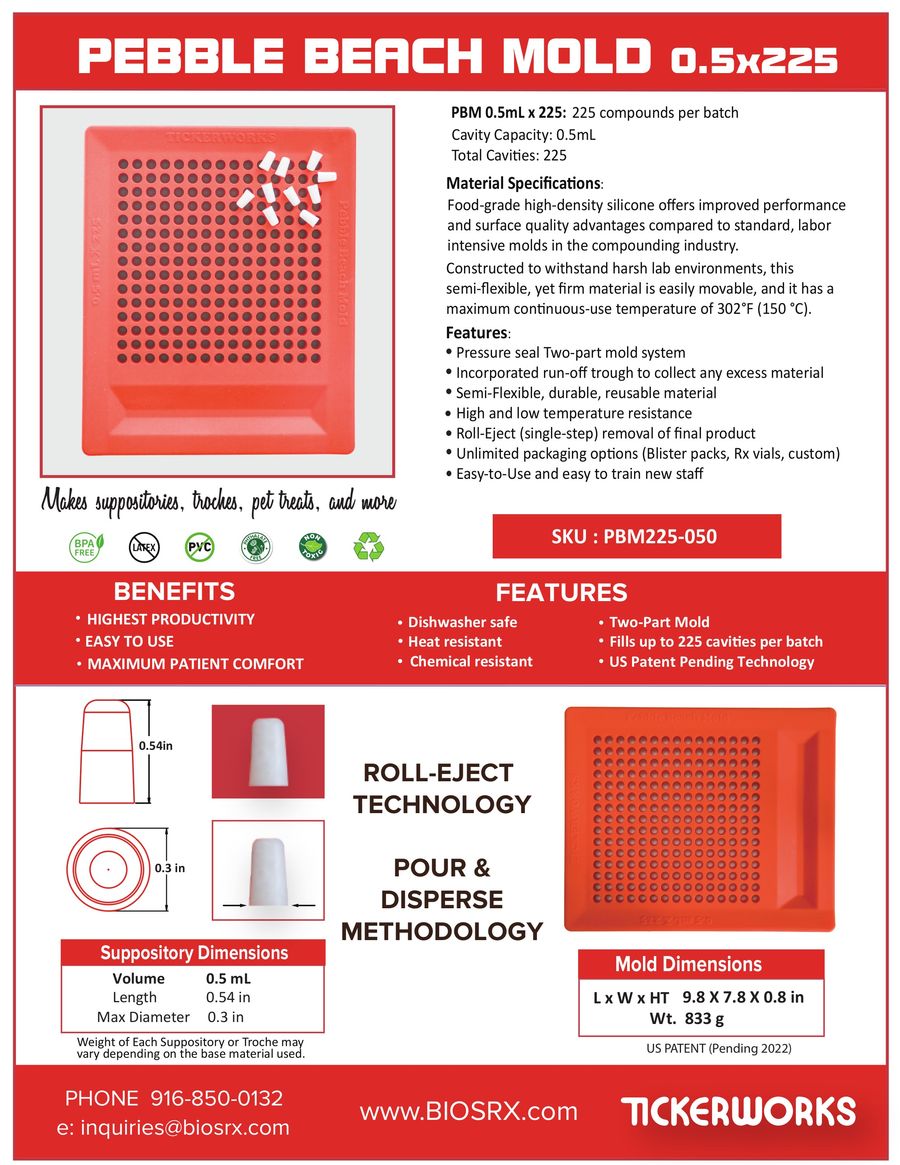Pebble Beach Mold 0.5mL x225 Specification Sheet by TICKERWORKS, INC. - Flipsnack