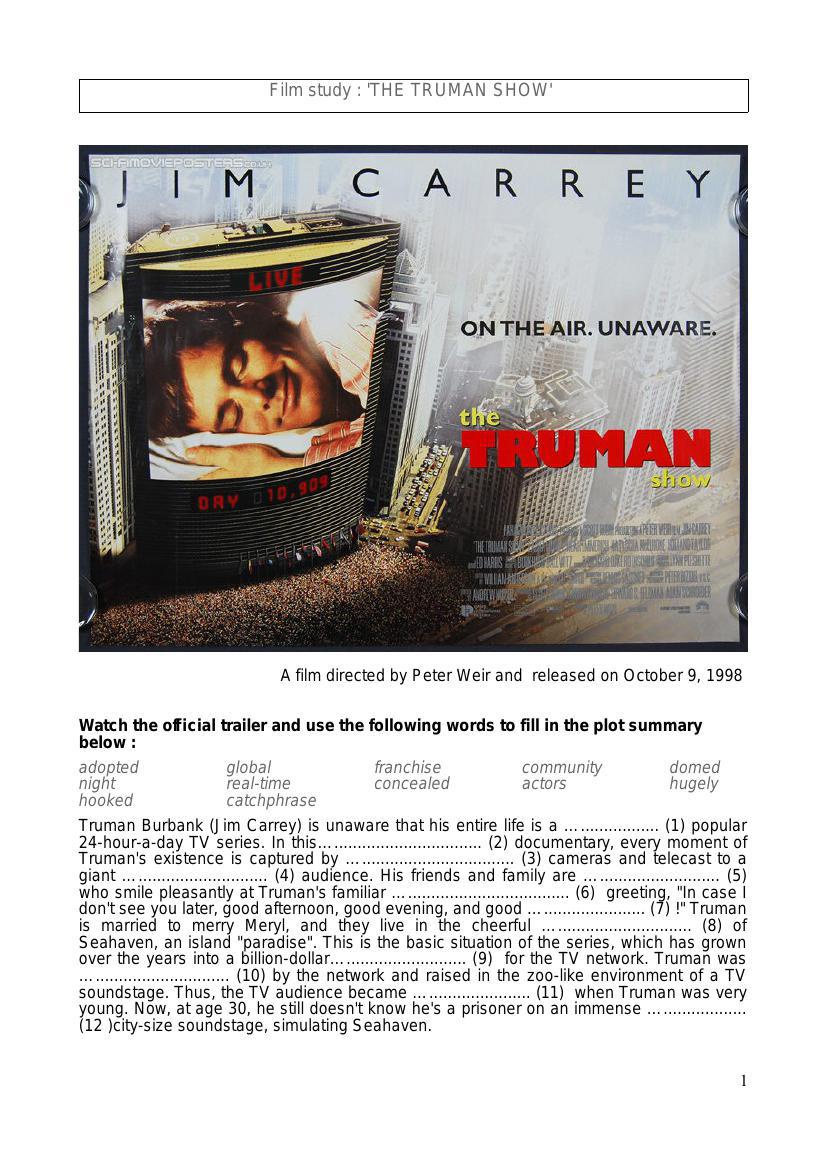 THE TRUMAN SHOW students' worksheet by annamaste - Flipsnack