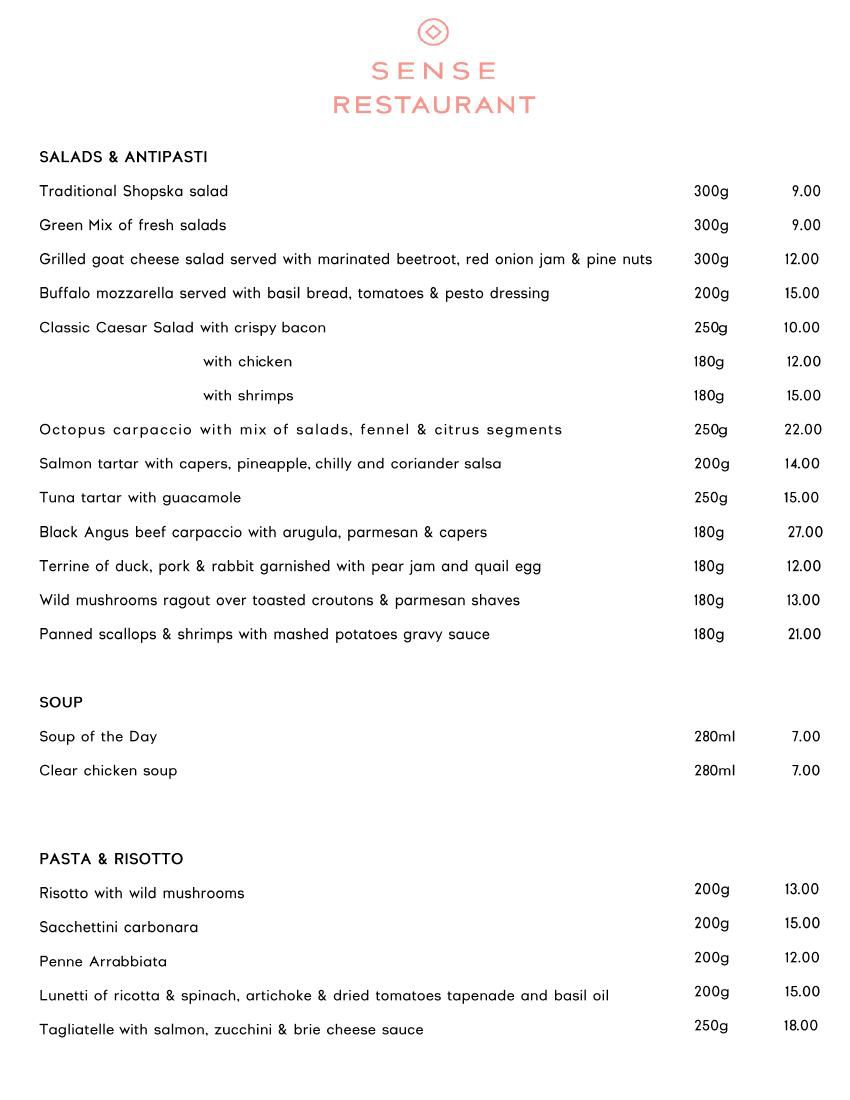 Sense Restaurant Menu Autumn by Simona Dzhenkova - Flipsnack