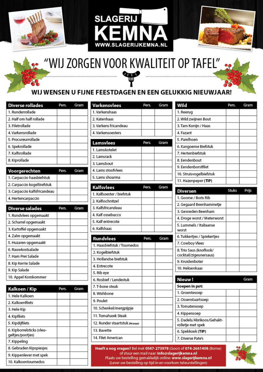 Kerst Bestellijst 2020 Slagerij Kemna by graaggedaan - Flipsnack