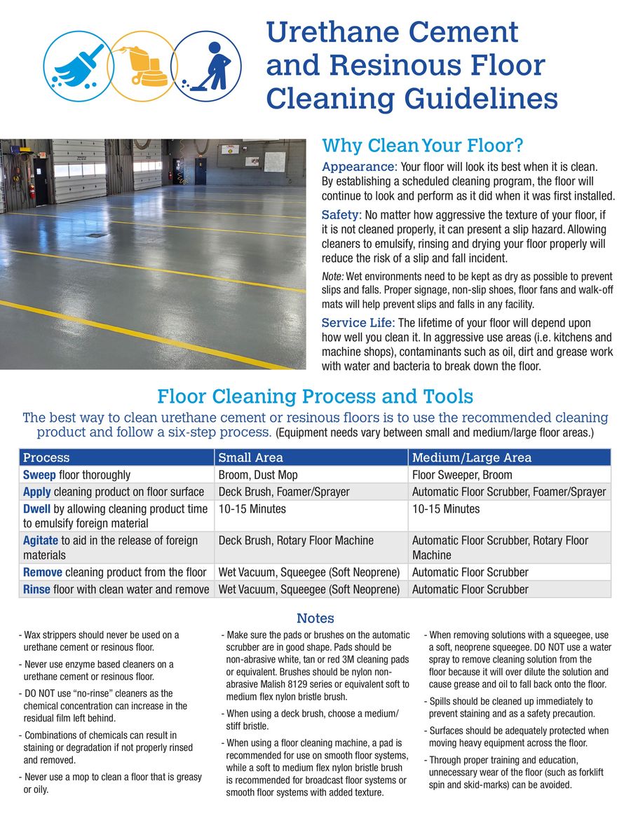 Urethane Cement Flooring Cleaning Guidelines