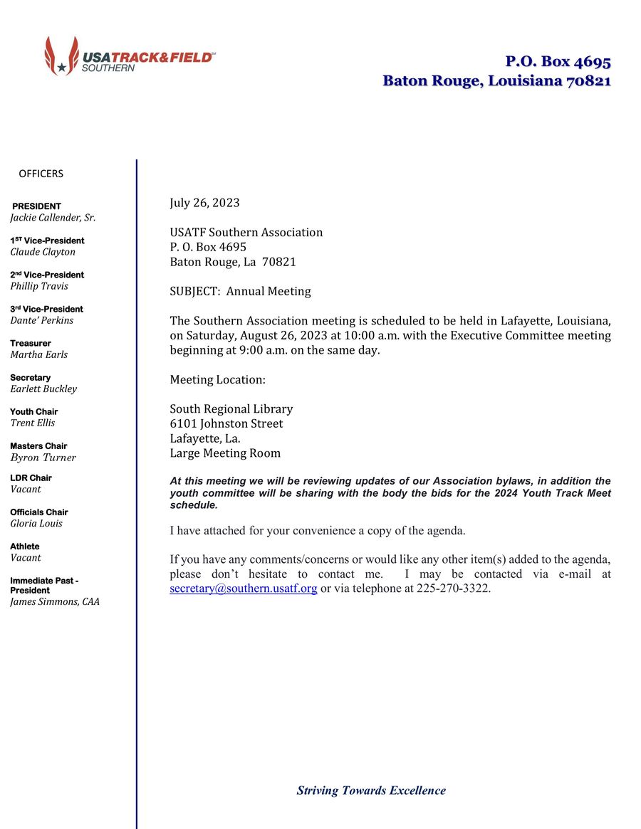 2023 USATF Southern Association Annual Meeting Reminder by sarah ...