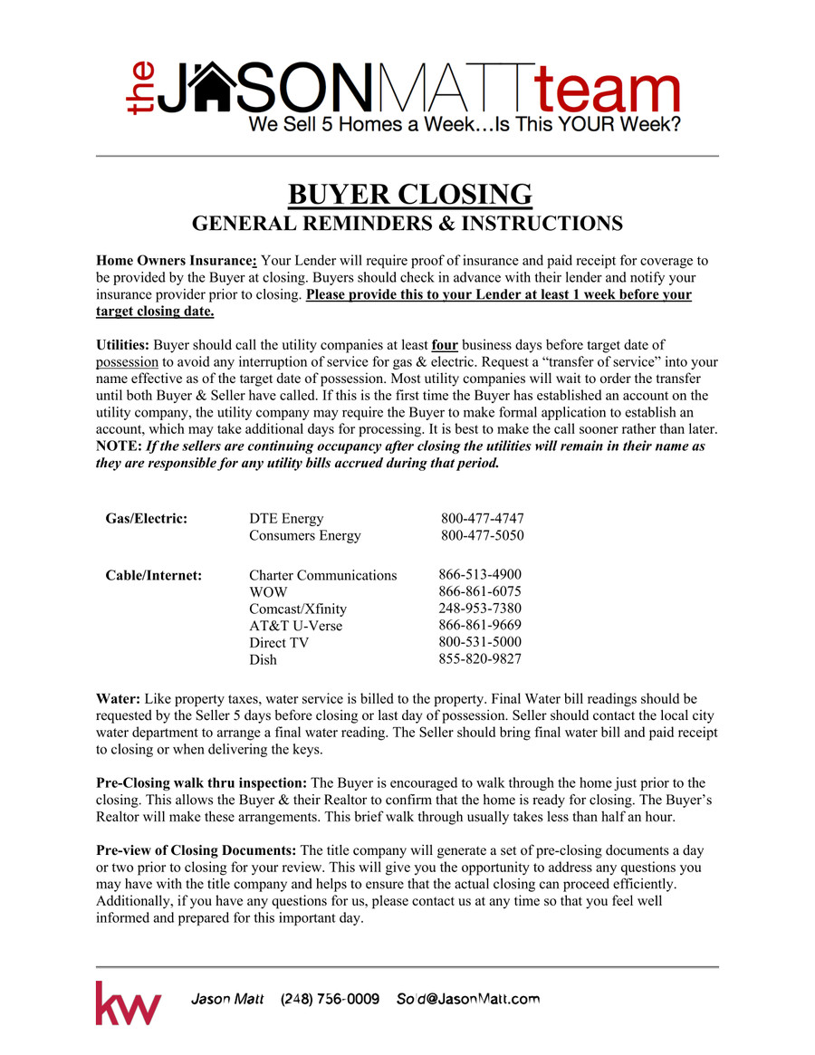 Jason Matt Team Buyers Closing Reminders by Jenna Matt - Flipsnack